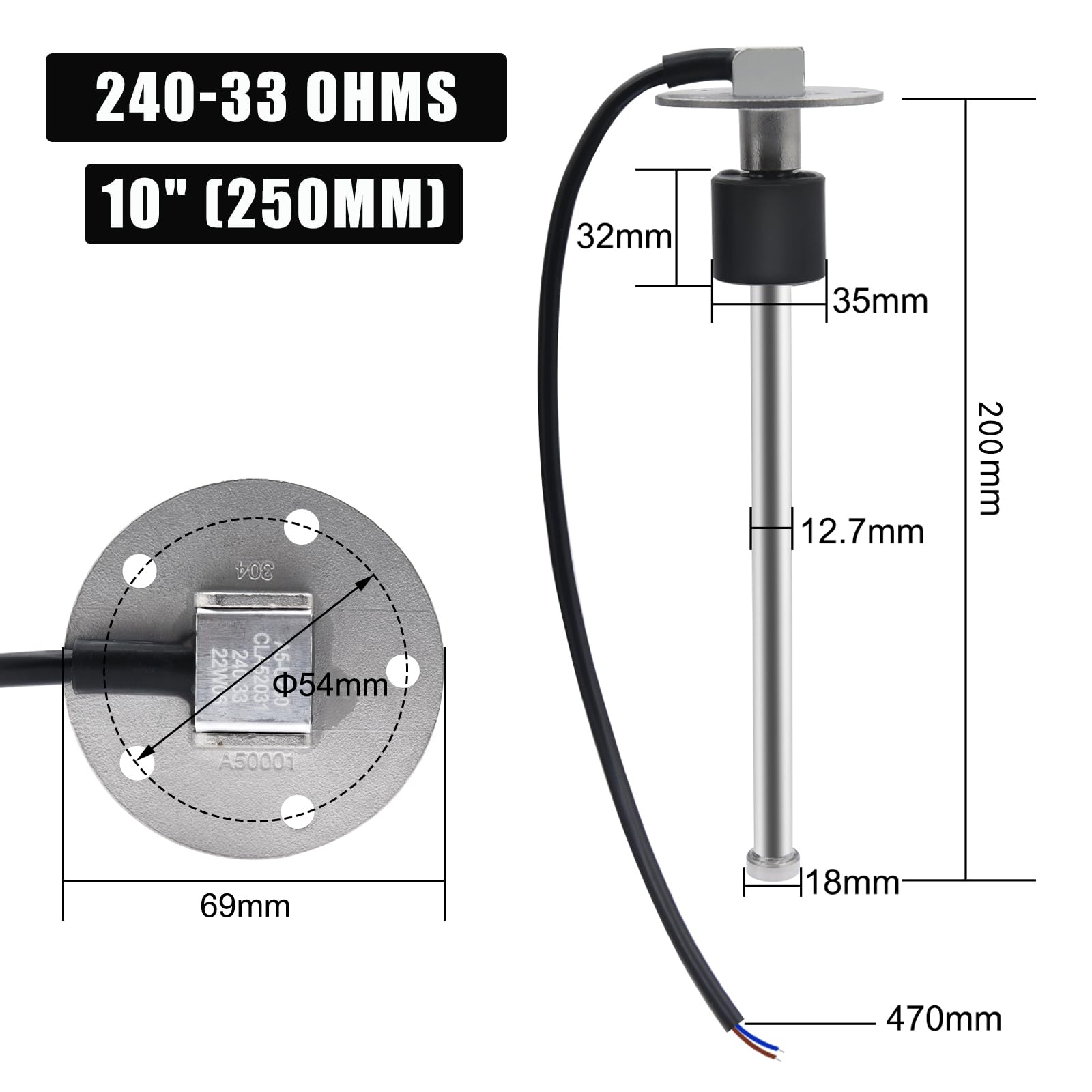 Snapklik.com : 240-33ohms 10" Boat Fuel Sending Unit Marine Sending ...