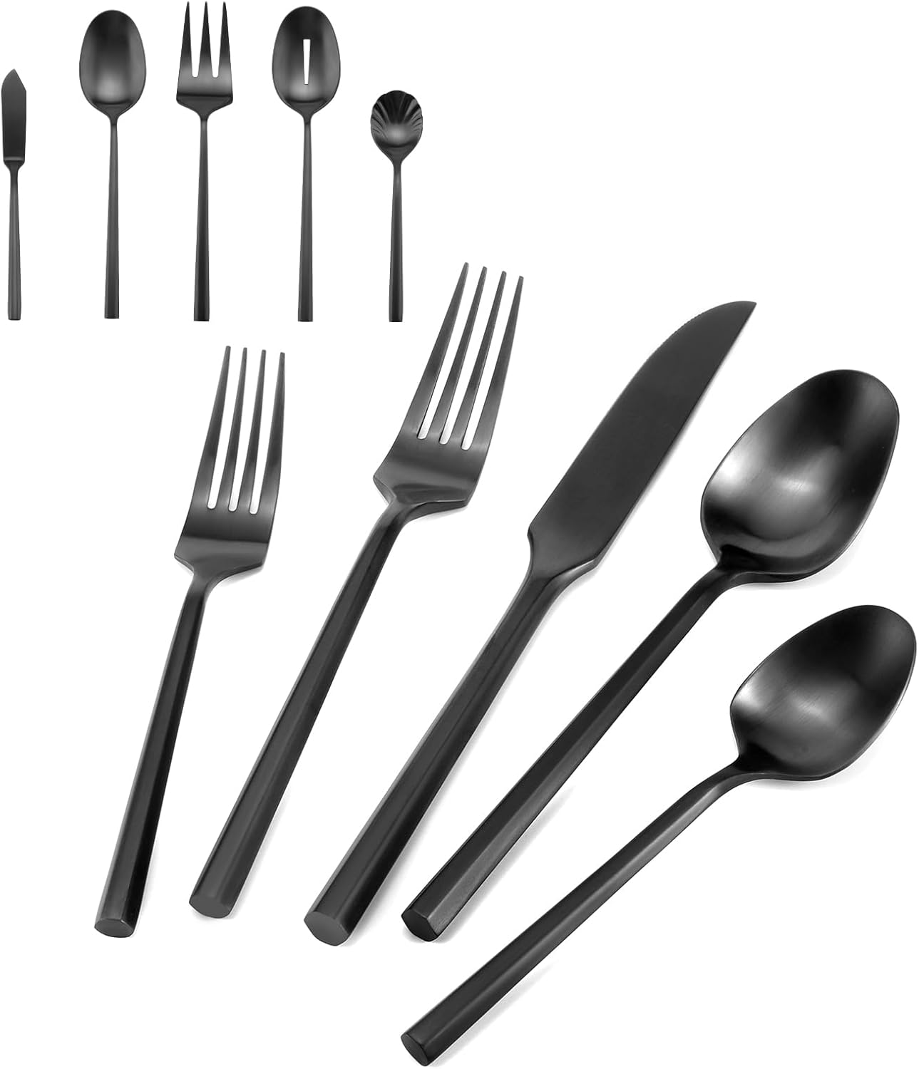 Amazon.com | DEACORY Silverware Set with Serving Utensil Set Matte ...