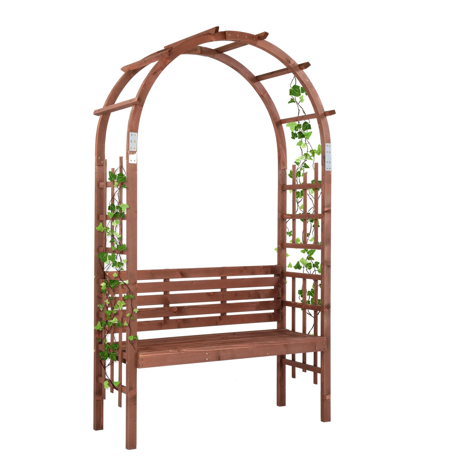 Amazon.com : Wooden Garden Arbor for Climbing Plants with Garden Bench ...
