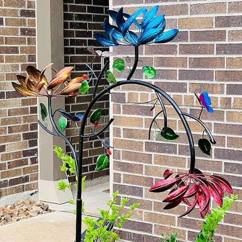 Amazon.com: Beautiful Summer Multi Colored Flowers Wind Spinner ...