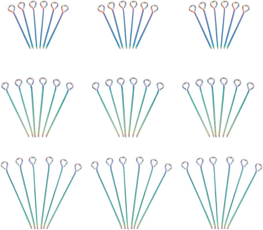 Amazon.com: DICOSMETIC 90Pcs 3 Sizes Open Eye Pins Rainbow Color Head ...