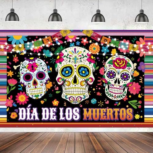 Amazon.com : Dia De Los Muertos Backdrop for Photography Day of The ...