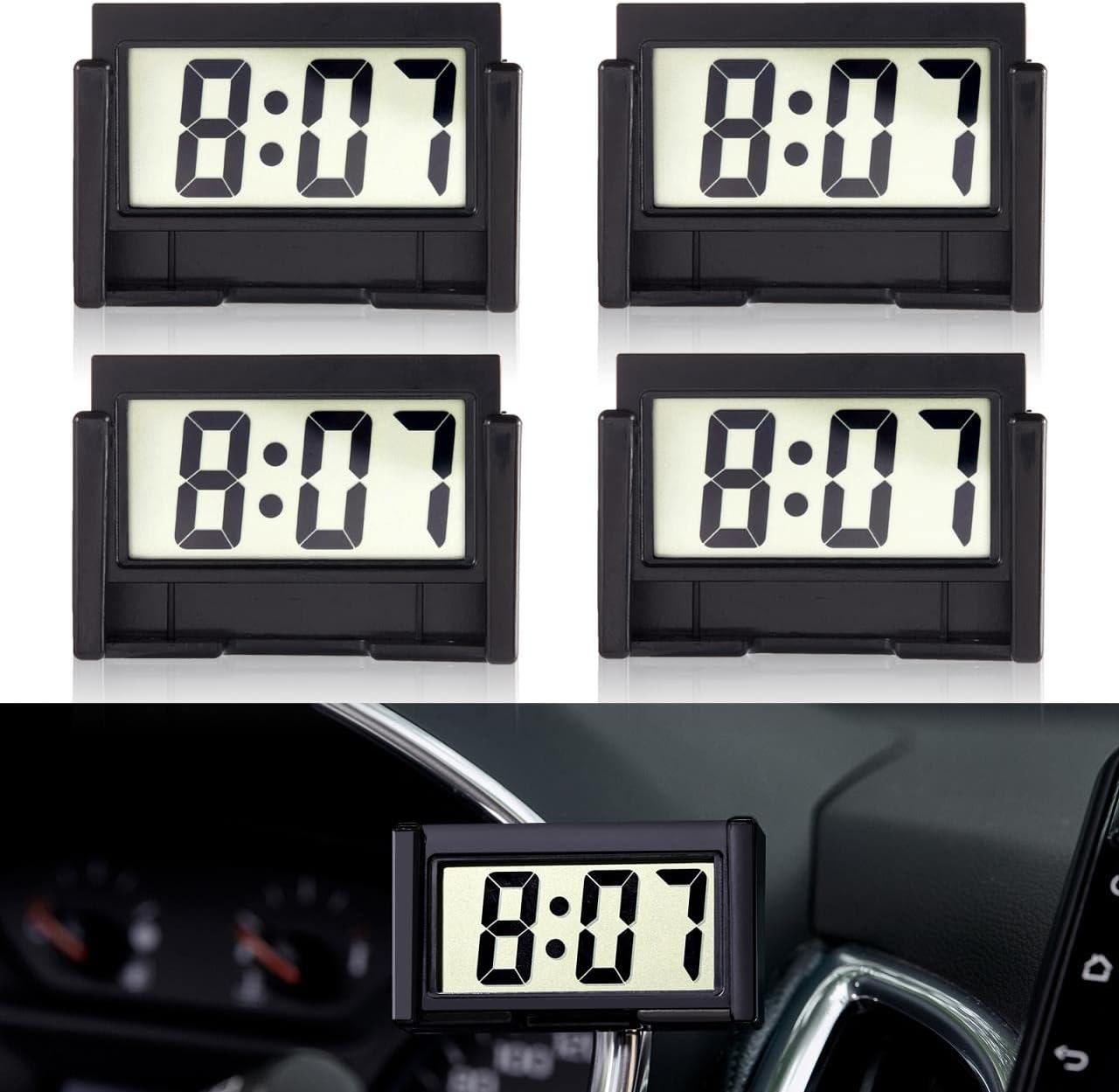 Amazon.com: 2 Pieces Stick on Dashboard Car Clock Mini Tiny Small ...