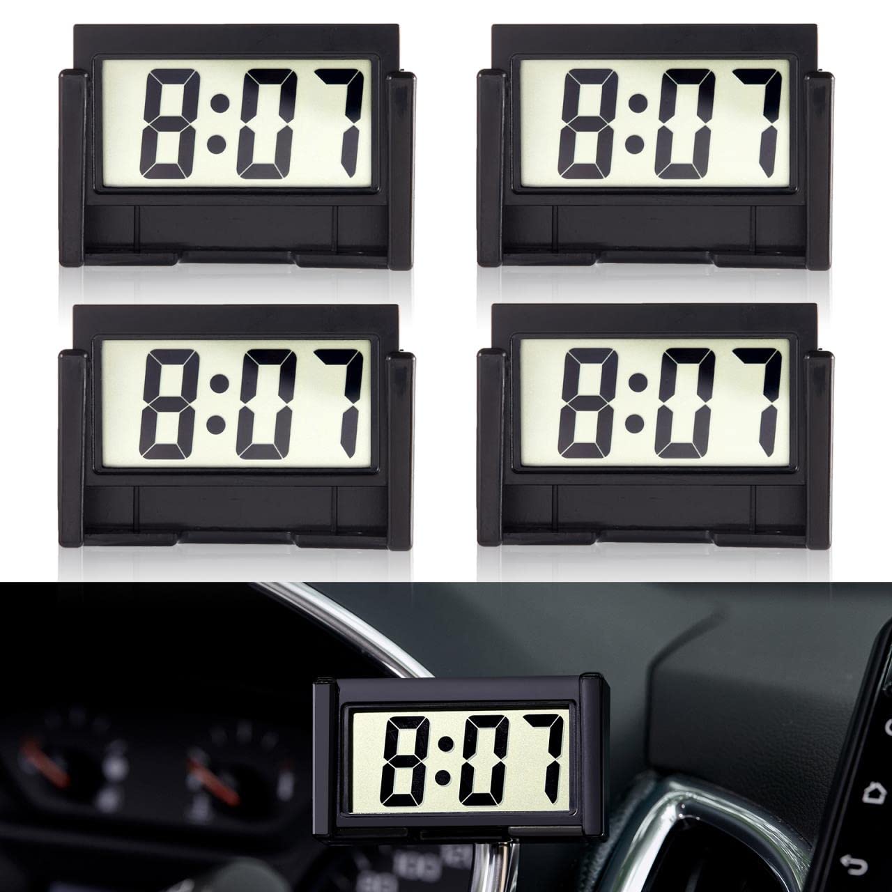 Amazon.com: KANBIT Small Digital Car Dashboard Clock Battery Operated 4 ...