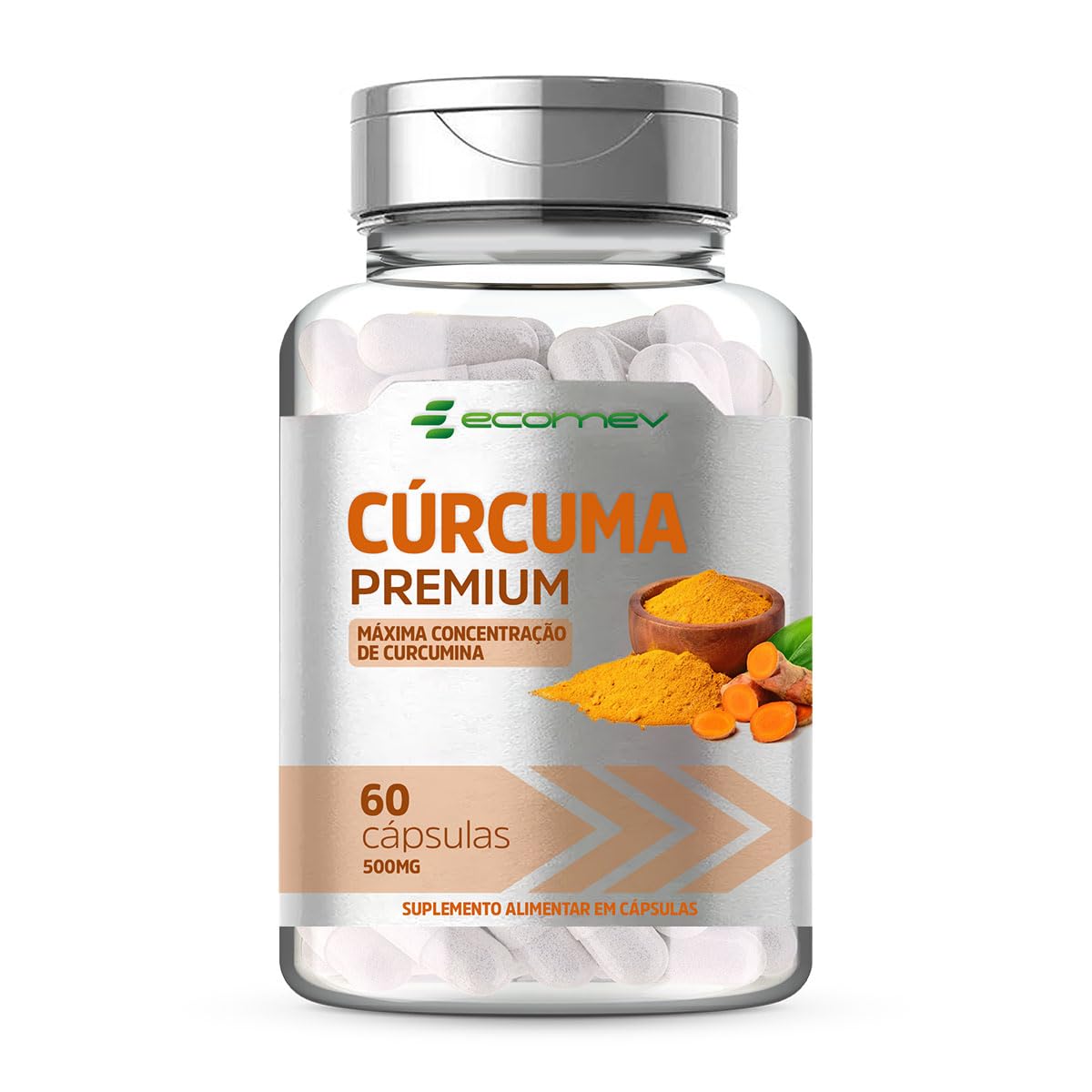 Curcuma Longa 100% Curcumina Pura 500Mg 60 Cápsulas Ecomev | Amazon.com.br