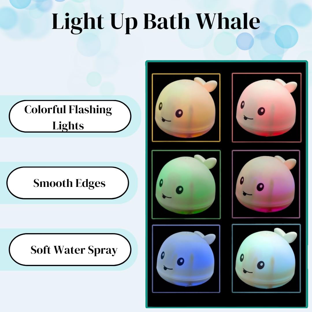 Smiley Sprout Interactive Musical Light Up Bath Toy Set, Whale Spray ...