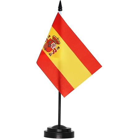 Amazon.com: ANLEY Spain Deluxe Desk Flag Set - 6 x 4 Inch Miniature ...