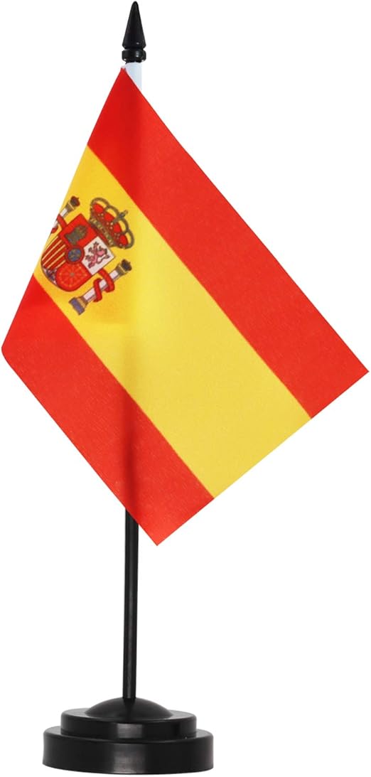 Amazon.com : Anley Spain Deluxe Desk Flag Set - 6 x 4 Inch Miniature ...
