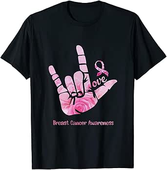 Amazon.com: Love Breast Cancer Awareness T-Shirt Women Cancer Support ...