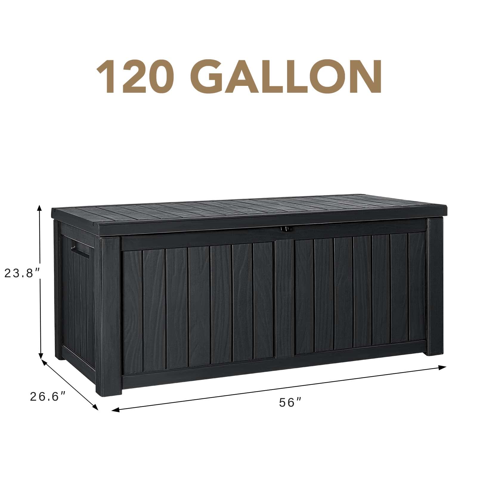 Snapklik.com : 120 Gallon Resin Deck Box Waterproof Indoor Outdoor ...