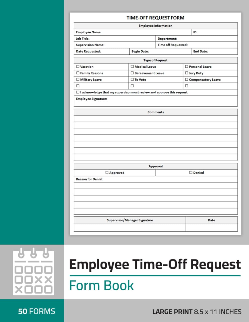 Employee Time-Off Request Form Book: Day Off Request Sheets for ...