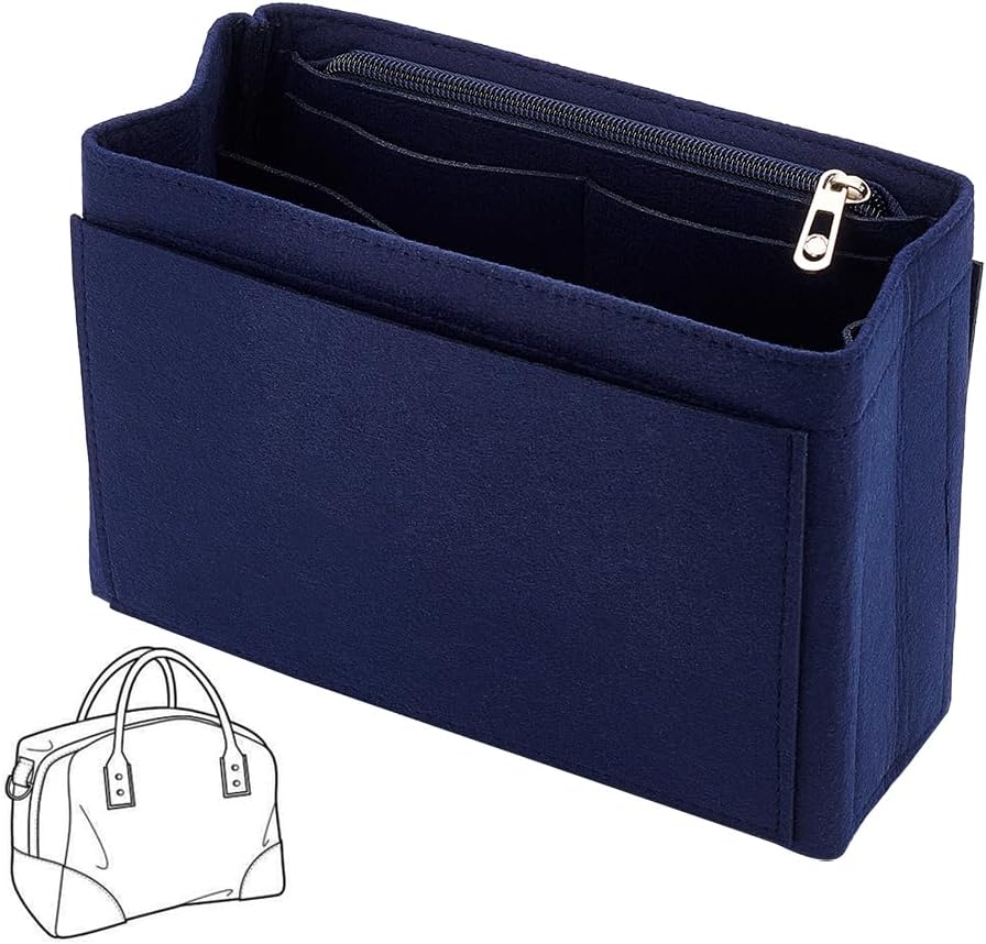 Amazon.com: WADORN Felt Handbag Organizer Insert, Felt Zipper Tote Bag ...