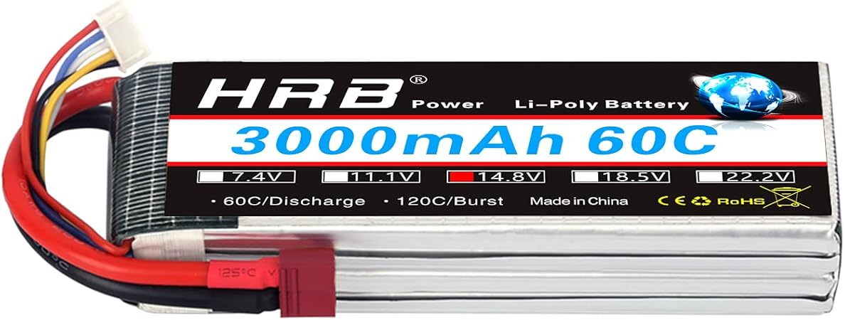 Amazon.com: HRB 4S Lipo Battery 3000mAh 14.8V 60C RC Lipo Battery Compatible with RC Car Truck ...