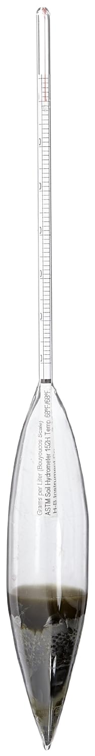 Thomas Durac Soil Hydrometer, -5 to 60 grams to liter Range, 1 Division ...
