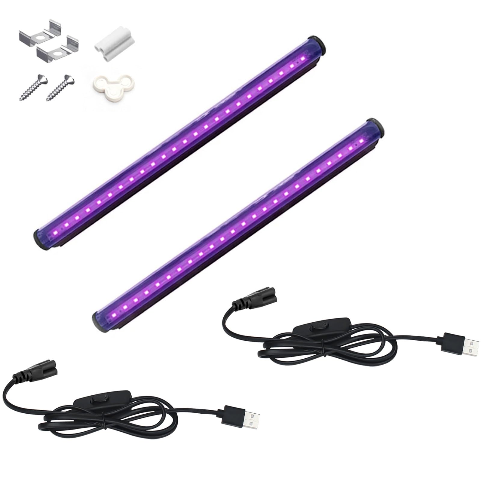 BOSITE 2 Pack 10W Black Light Bar 1ft T5 LED Blacklight Bar 395-400nm ...