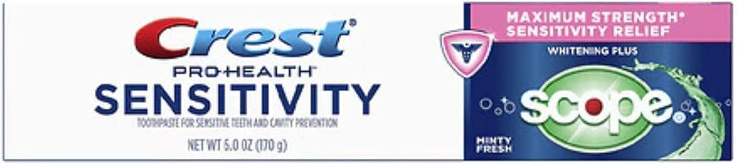 Crest Sensitivity Whitening and Scope Minty Frische Toothpaste, 6 oz ...