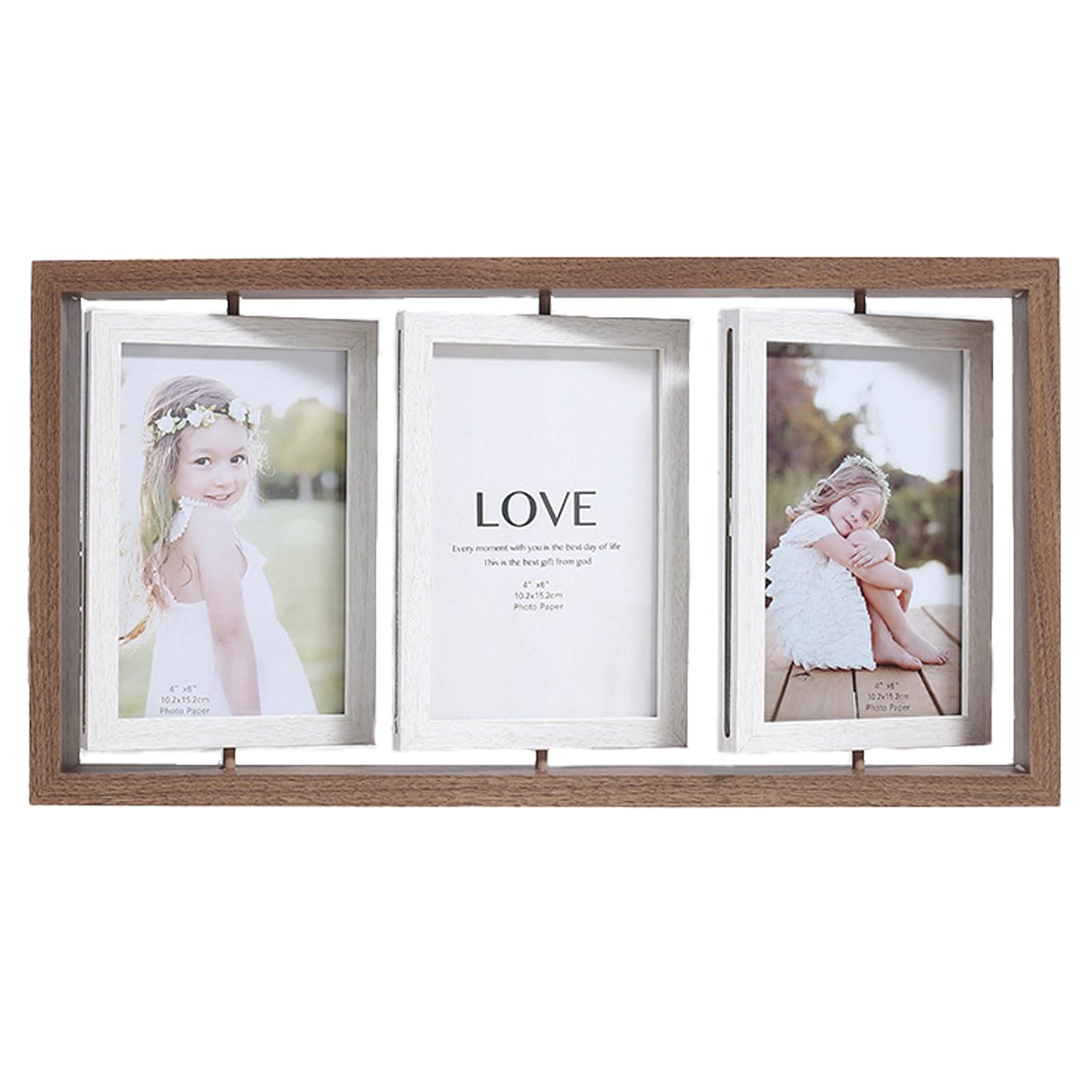 Double Sided Rotating Wooden Picture Frame,4x6 Elegant Floating Photo ...