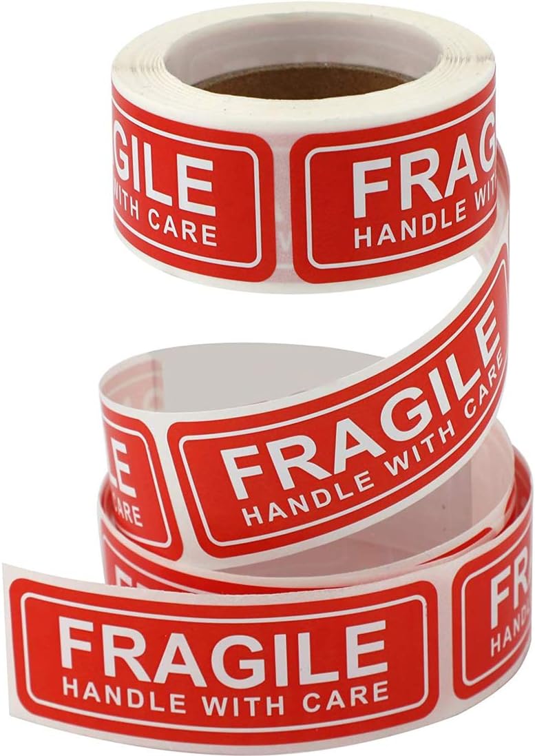 500 Labels Fragile Sticker Roll, Red Warning Handle with Care Shipping ...
