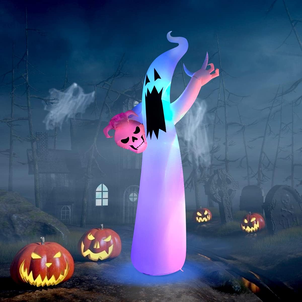 Amazon.com : Evoio 12FT Halloween Giant Ghost Inflatable with Infrared ...