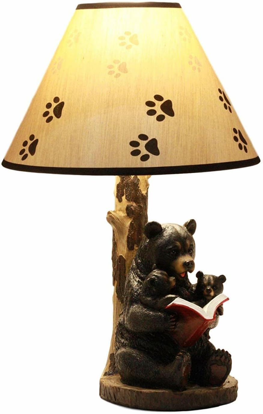 Collections Etc Rustic Climbing Bear Family Northwoods Lamp,14 3/4" H ...