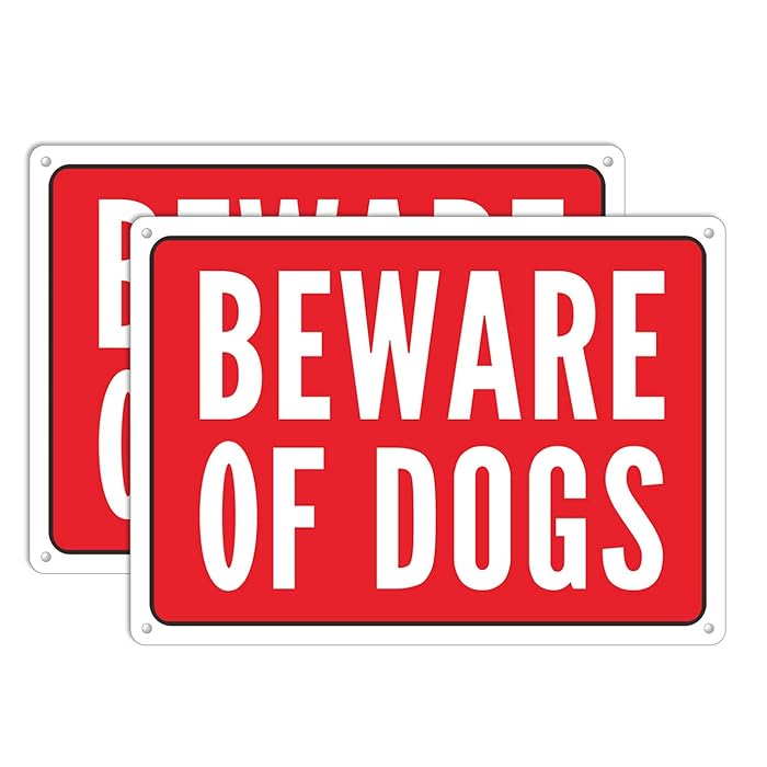 Buy Beware of Dog Sign, Metal Warning The Dogs Signs for Fence Gate, 2 ...