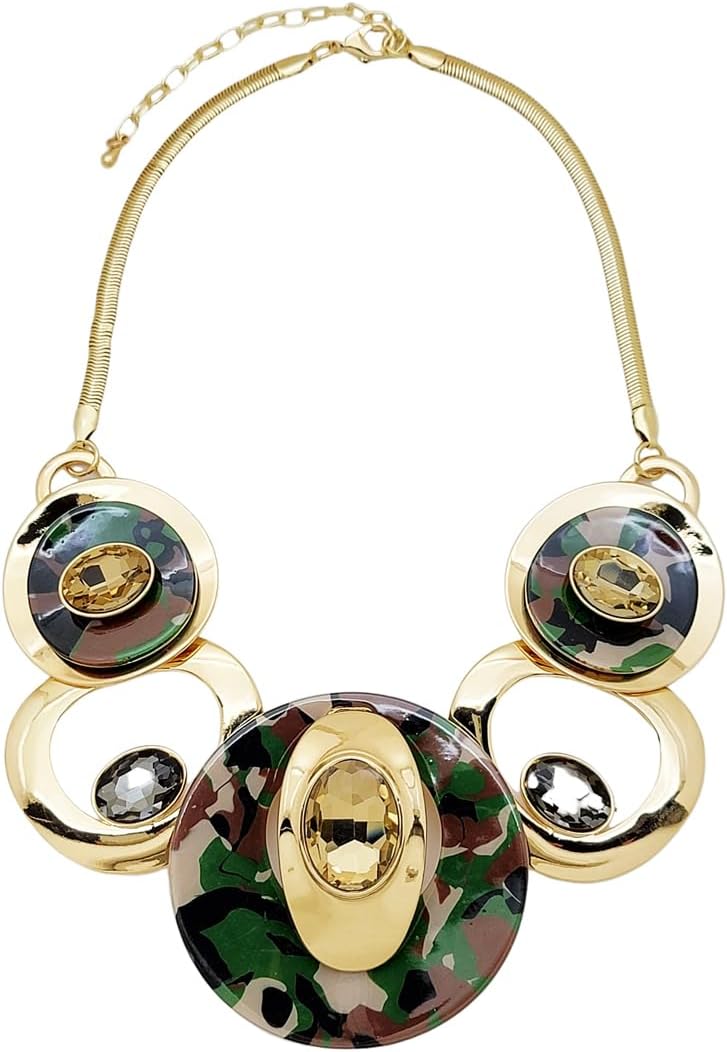 Amazon.com: Fashion 21 Women's Oval Disc Statement Necklace, 17 ...