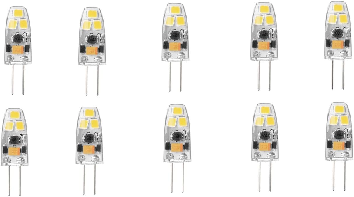 CBconcept 10 Pack, LED G4, 130 Lumens, 0.8 Watt (10W Equal) Pure White ...