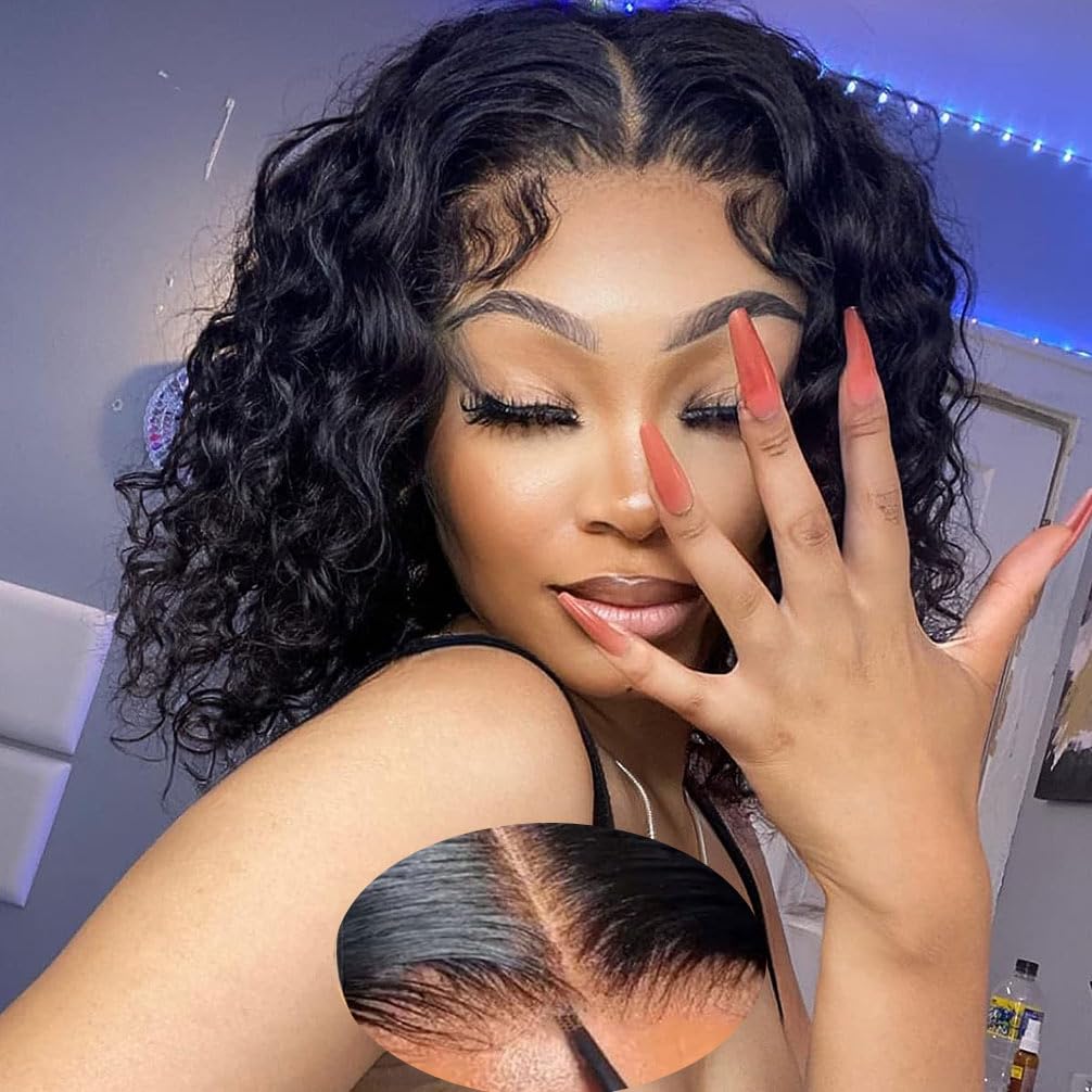 Wear and Go Glueless Wig, 12 Inch, Human Hair, Water Curly Bob, 30 ...