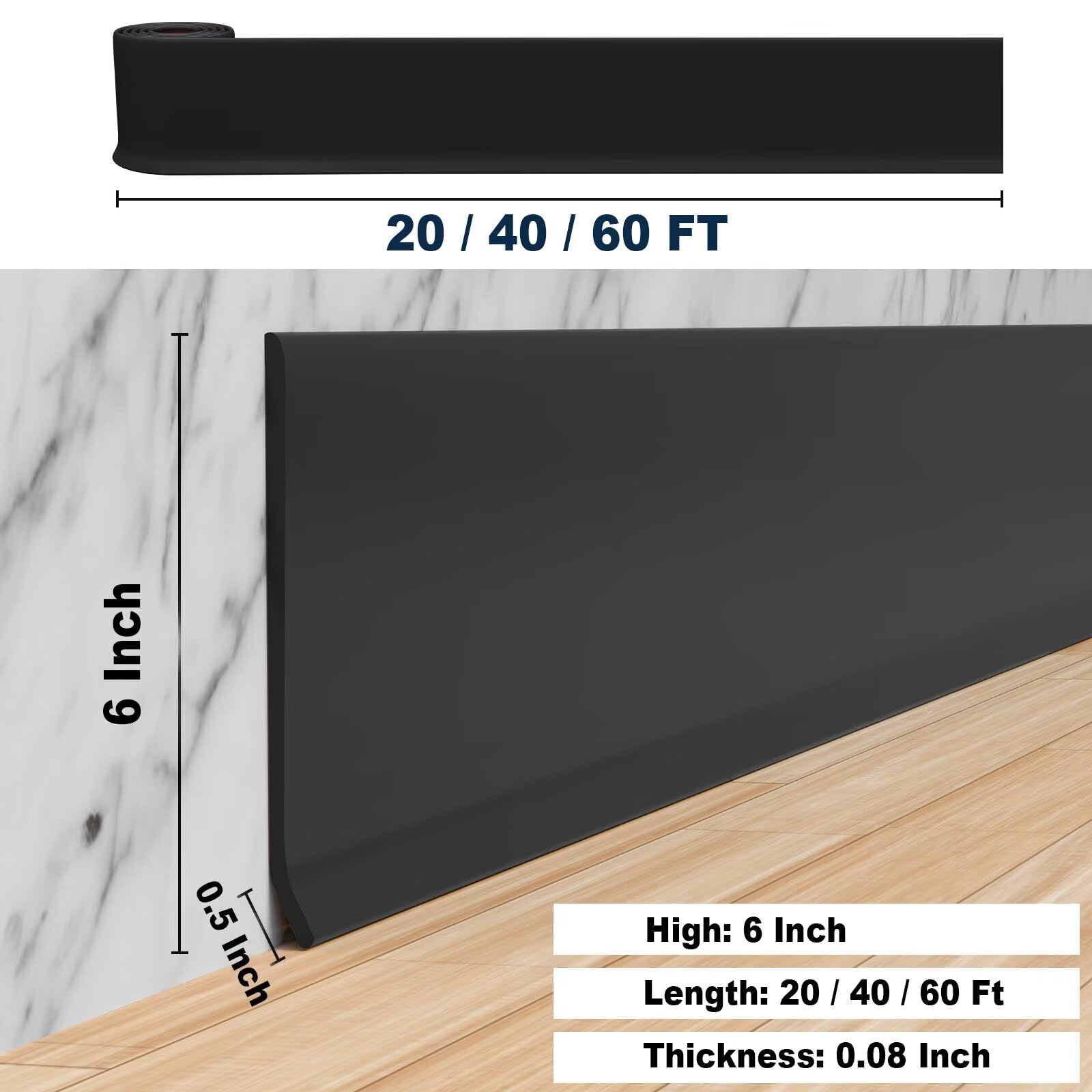 Snapklik.com : Duzzy Flexible Baseboard Molding Trim, 6 Inch