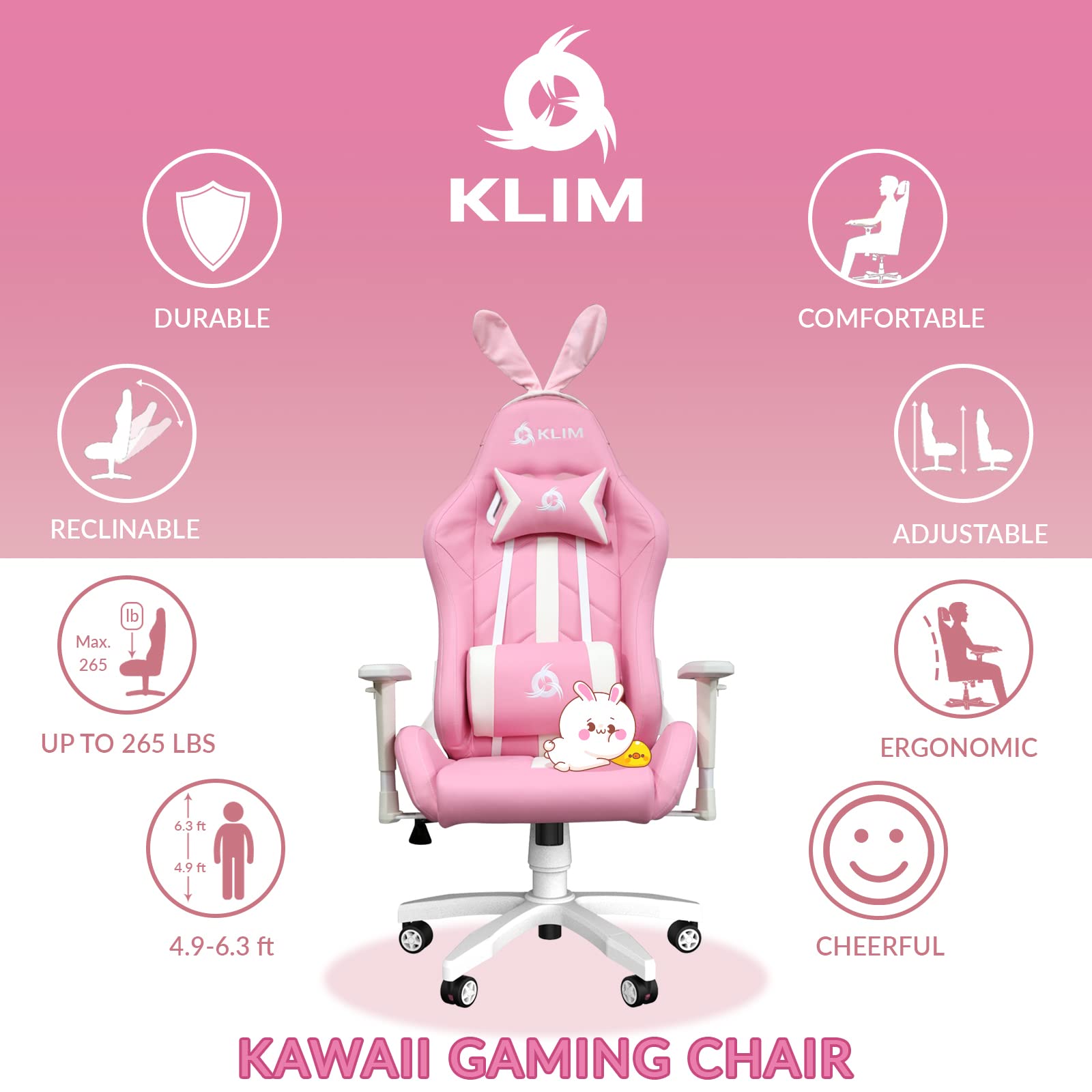KLIM Gaming Chair Pink Kawaii...B09PNR568L | Encarguelo.com