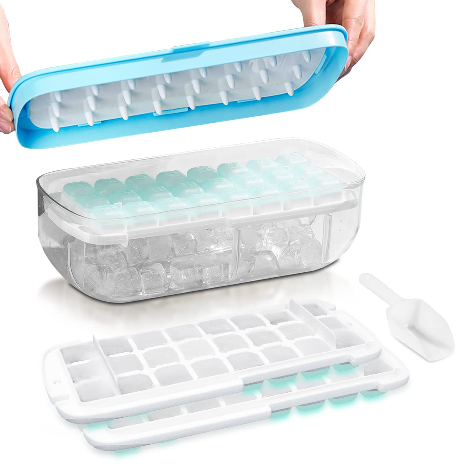 Buy ONPRIX Ice Cube Tray with Lid and Bin,BPA Free Silicone Ice Box ...