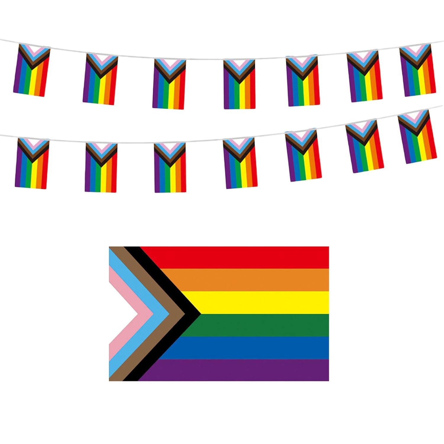 Progress Pride Bunting Banner with 25 Rainbow Flags 7m/23ft, Pride ...