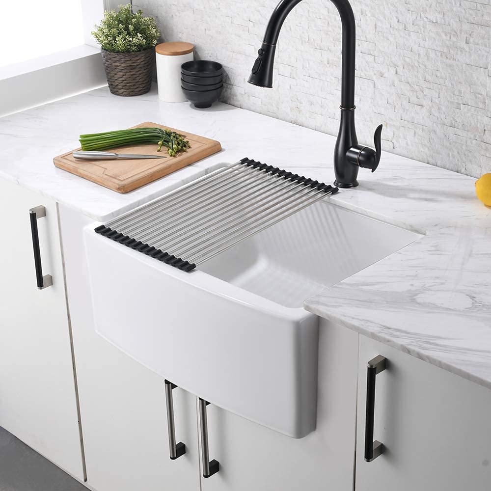Snapklik.com : 24 Inch Fireclay Farmhouse Kitchen Sink- 24x19 Laundry ...