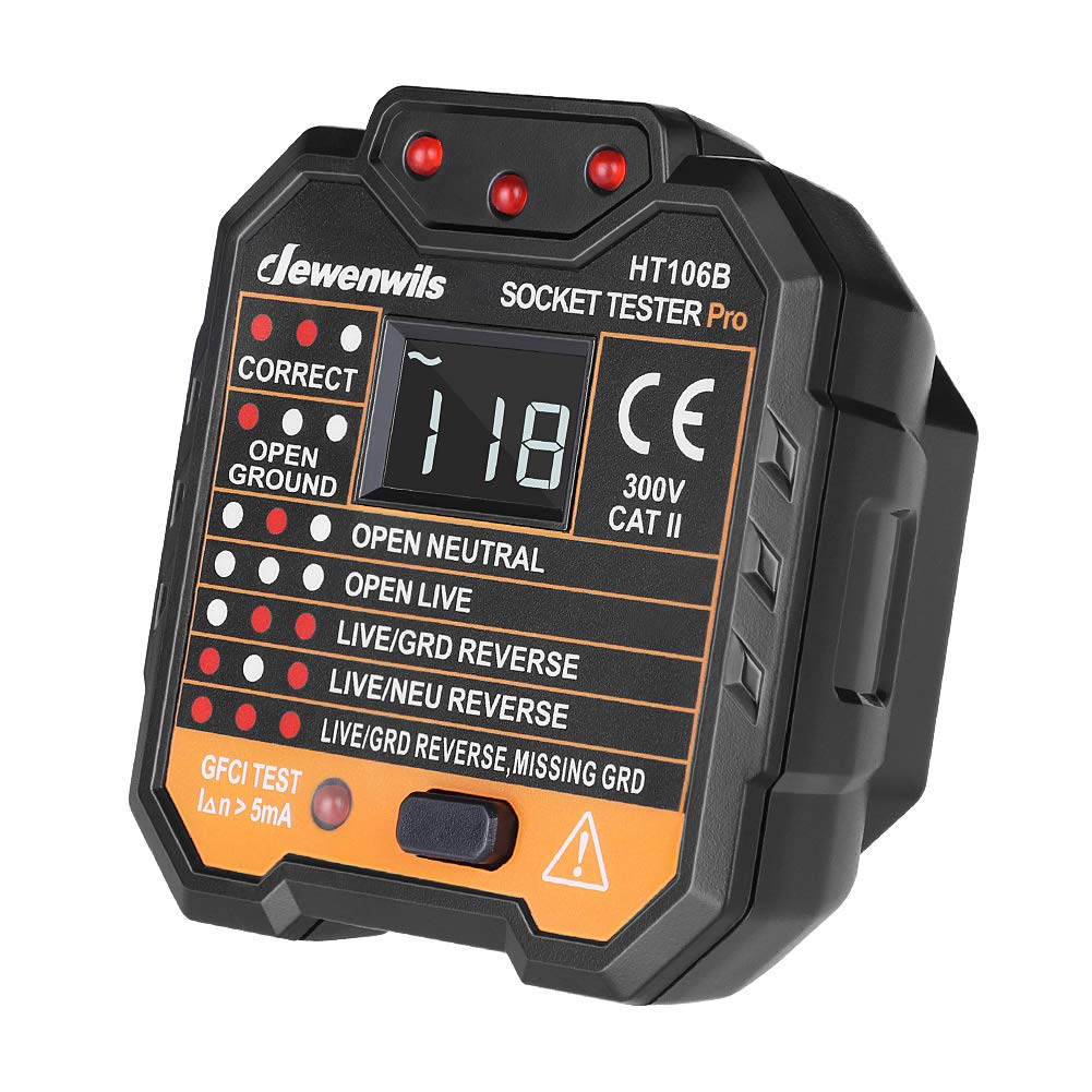 DEWENWILS Outlet Tester with GFCI, Circut Electrical AC Socket ...