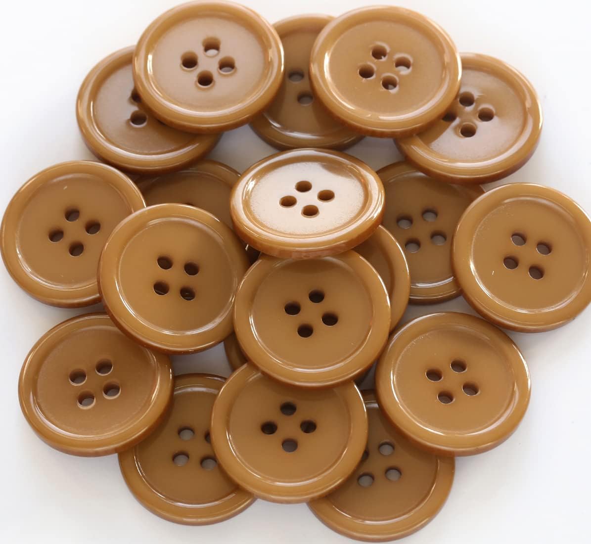 Amazon.com: GANSSIA 1 Inch (25mm) Sewing Flatback Buttons Light Brown ...