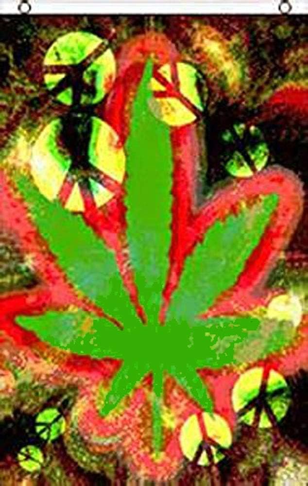 Amazon.com : PEACE SIGNS MARIJUANA POT LEAF DELUXE 3' X 5' FLAG : Patio ...
