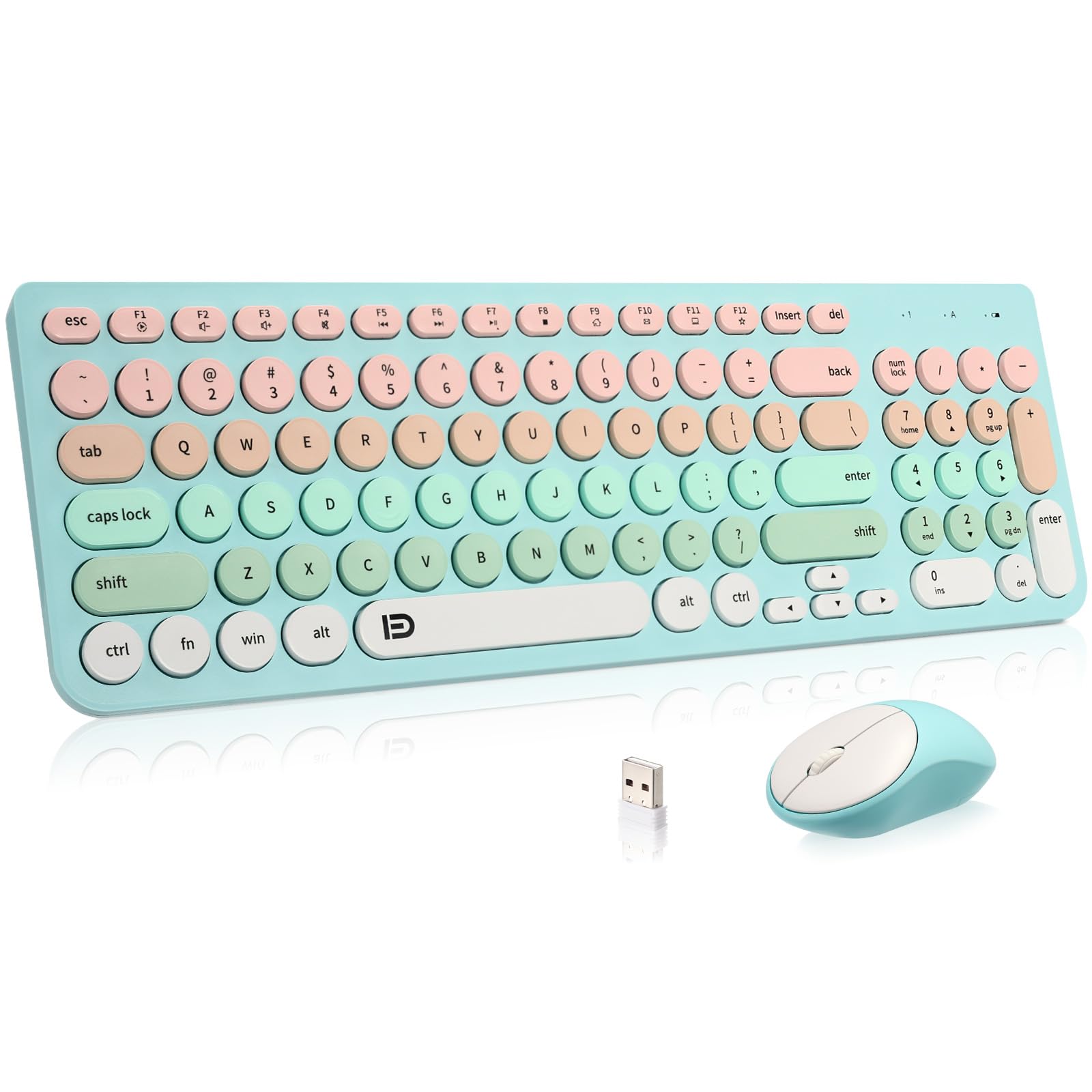 iK6632 Wireless Keyboard and Mouse Set, Retro Keyboard with Numeric ...