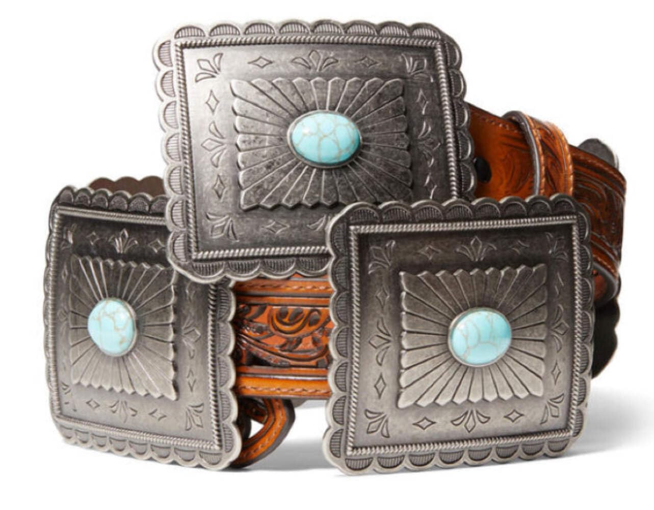 Amazon.com: M&F Western Ariat Women's Turquoise Concho Belt, Tan ...