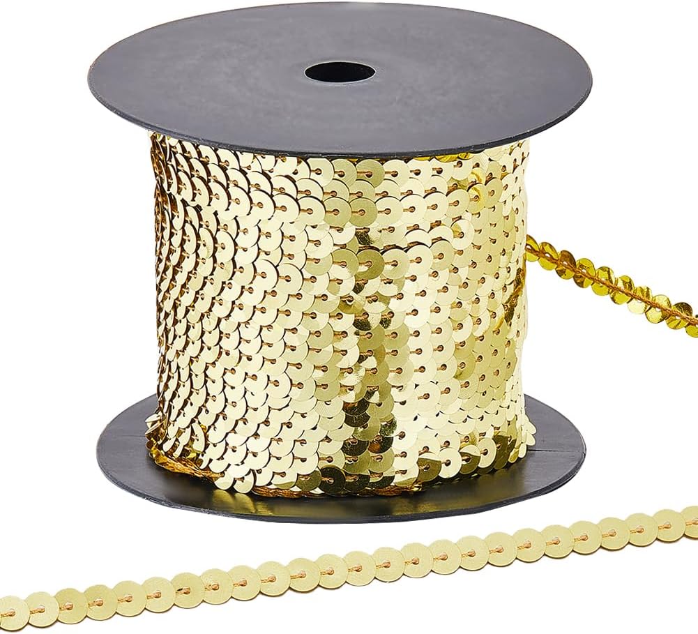 Amazon.com: CABODYALS 100 Yards 6MM Gold Sequin Trim Flat Sequins ...