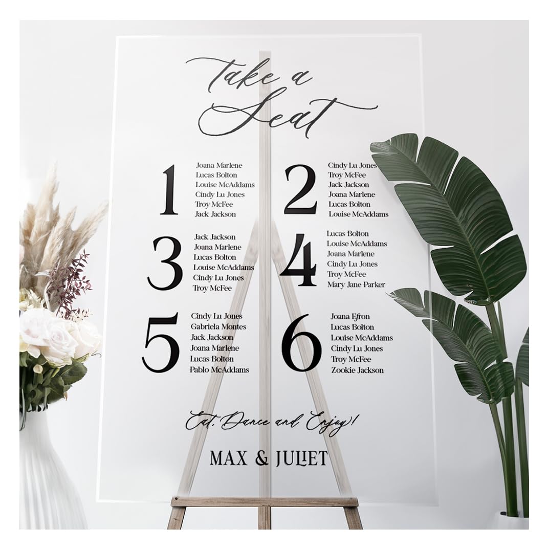 Amazon.com: Personalized Seating Chart Wedding Sign - Custom Minimalist ...