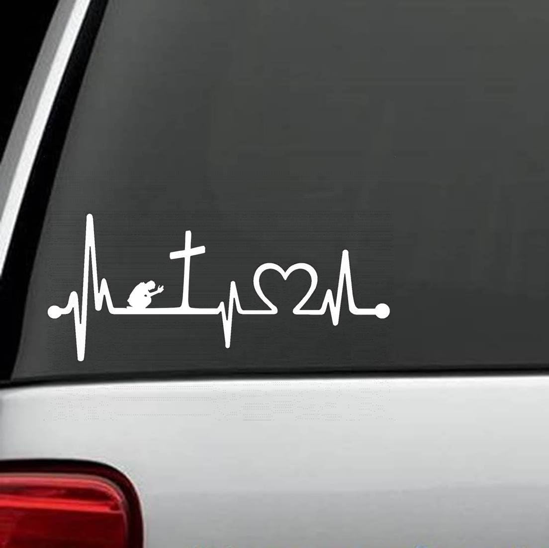 Amazon.com: Bluegrass Decals K1124 Praying at The Cross Heartbeat ...