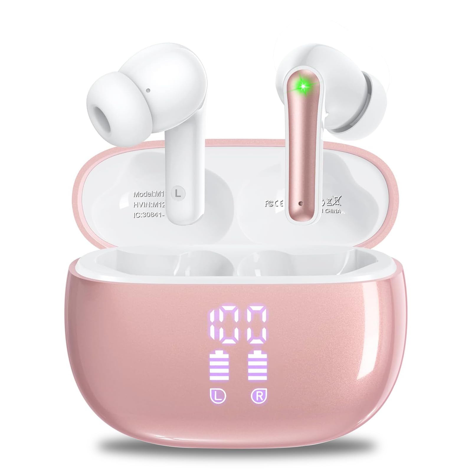 Wireless Earbuds, Bluetooth 5.3 Headphones HiFi Stereo 48 Hrs Playtime ...