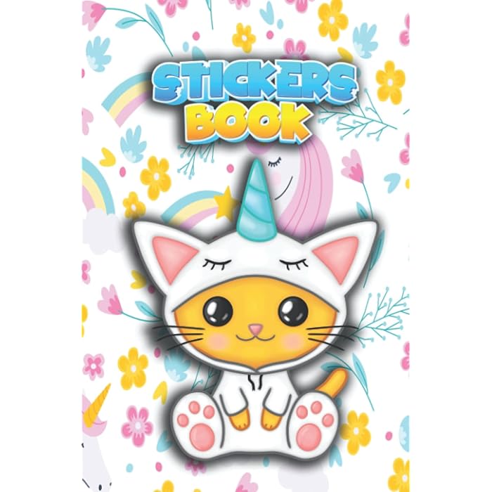 Buy Stickers Book: Permanent Kawaii Cat Blank Sticker Collection Book ...