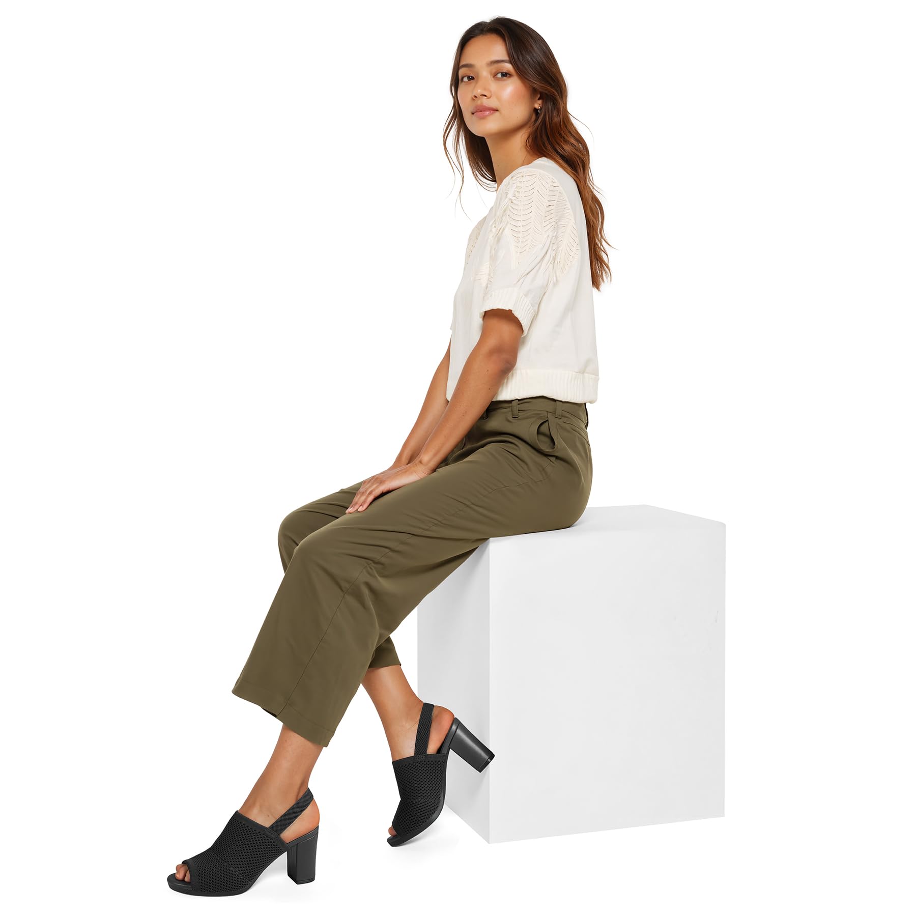 Snapklik.com : Mysoft Womens Knit Chunky Block High Heels Elastic ...