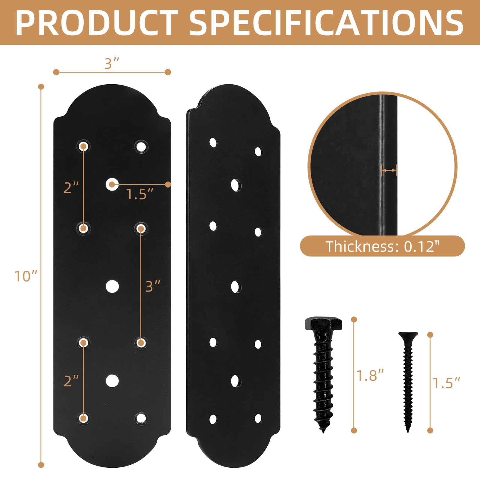 Snapklik.com : Rasugarlary I Shape Steel Flat Bracket, 2 Pcs 10" X 3 ...