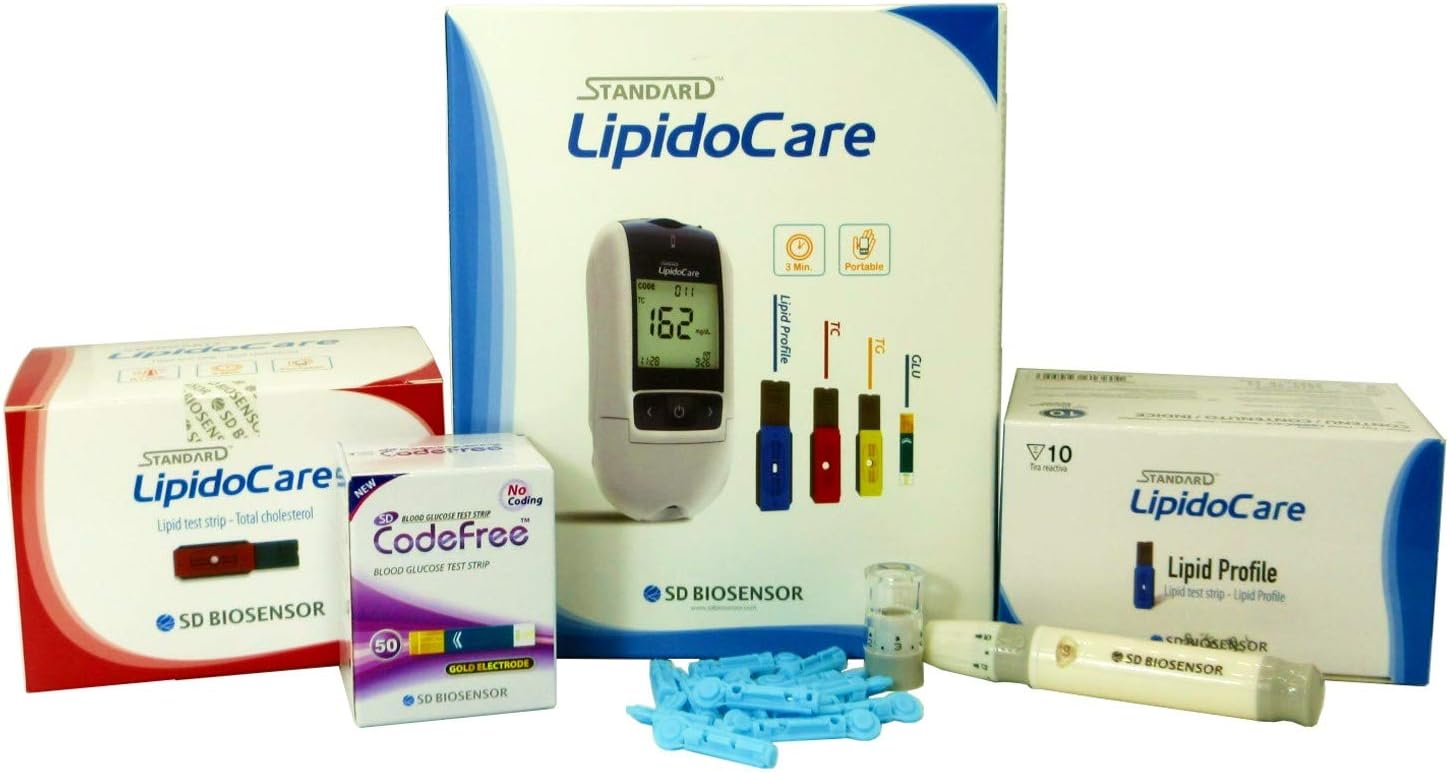 LipidoCare Meter + Total Cholesterol, Lipid Profile & Glucose Test ...