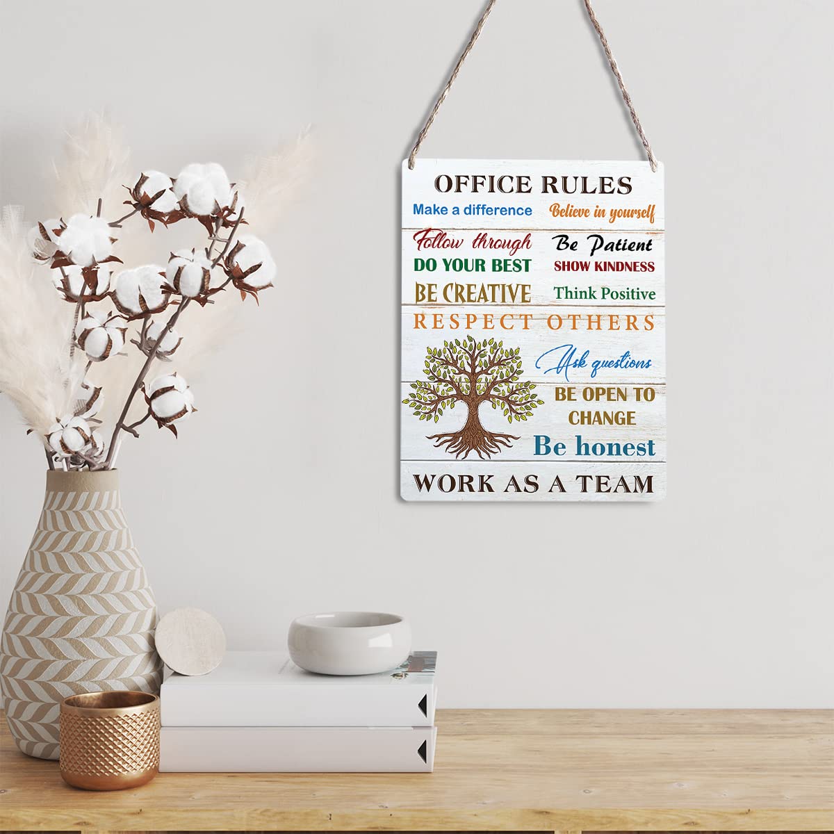 Snapklik.com : Inspirational Office Rules Quote Signs Wall Decor Rustic ...