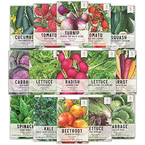 Seed Needs, Vegetable Seed Packet Collection Variety Pack (15 Varieties ...