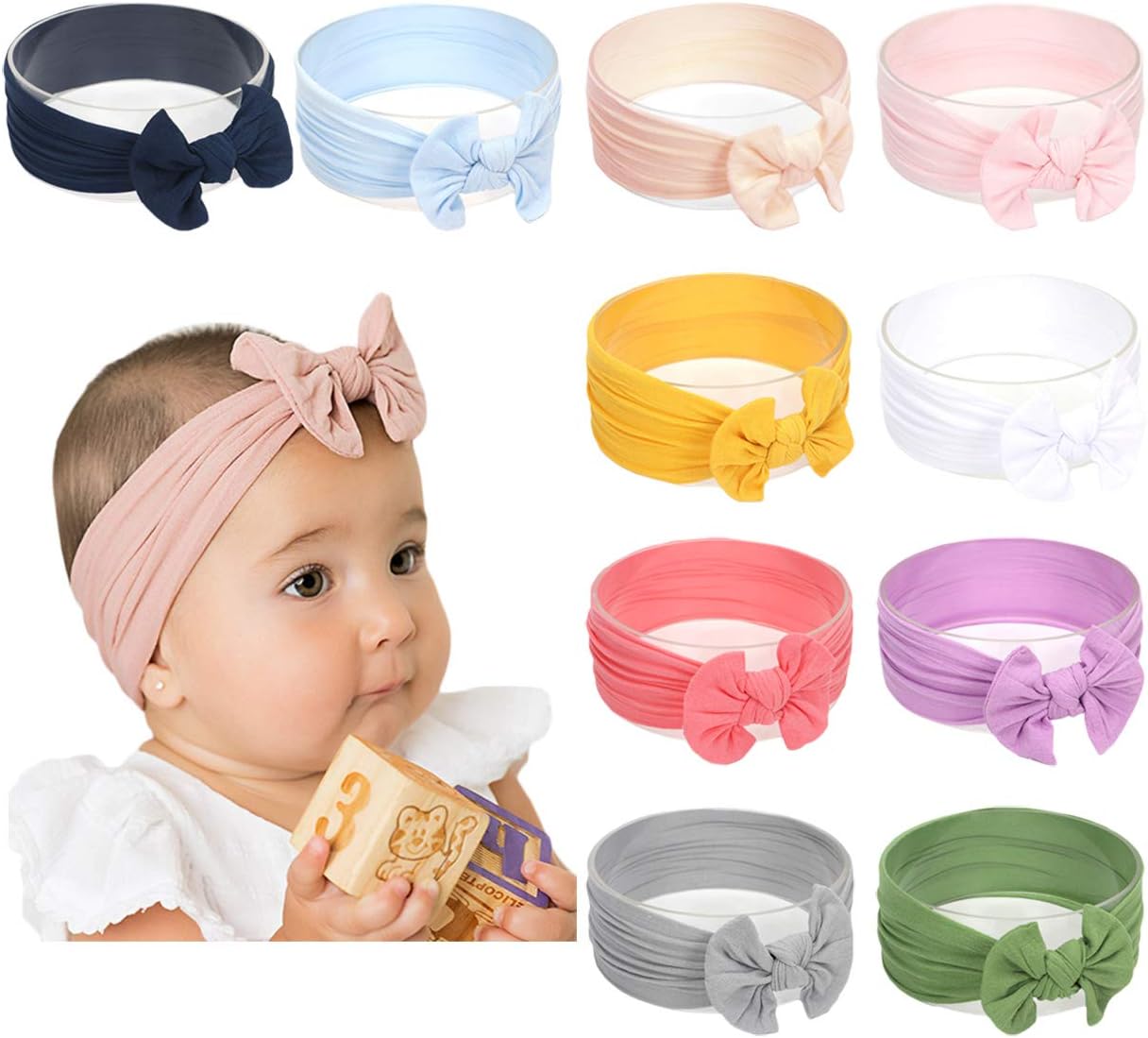 Amazon.com: DANMY Baby Girl Nylon Headbands Newborn Infant Toddler ...