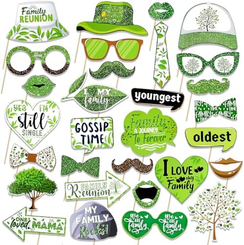 Amazon.com: HOWAF Family Reunion Photo Booth Props, 30pcs Glitter ...